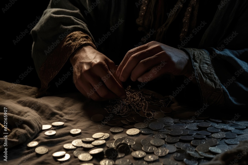 Judas 30 pieces of silver, sack thirty coins biblical symbol betrayal ...