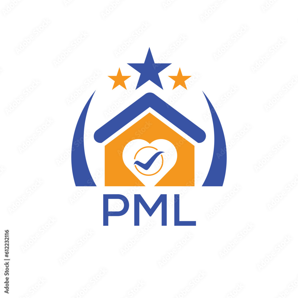 PML House logo Letter logo and star icon. Blue vector image on white ...