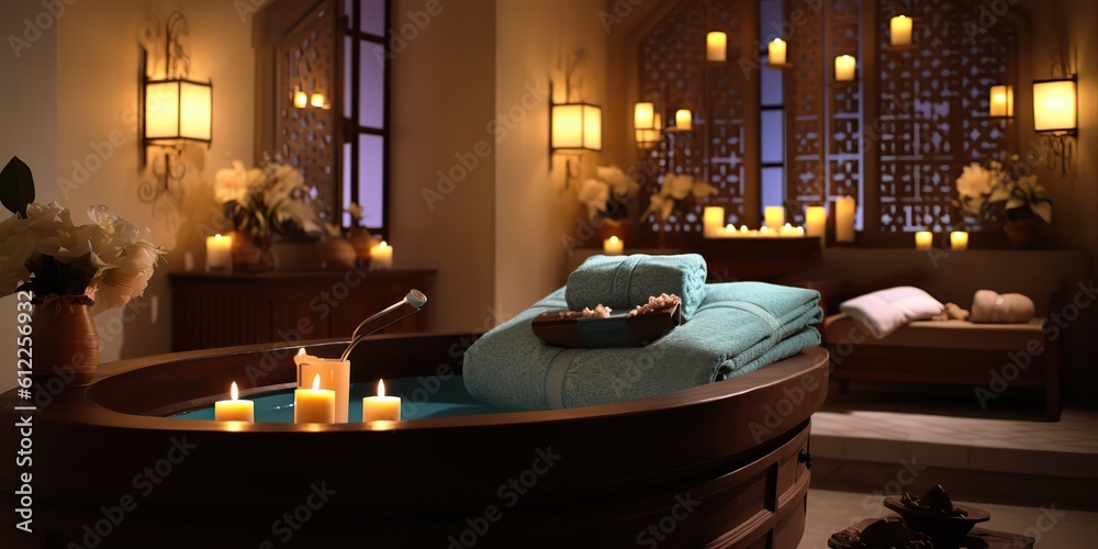 AI Generated. AI Generative. Wellness therapy center spa batchroom room ...