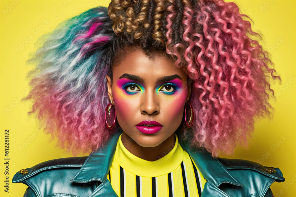 Beauty fashion model african american girl, bright shiny make-up and ...