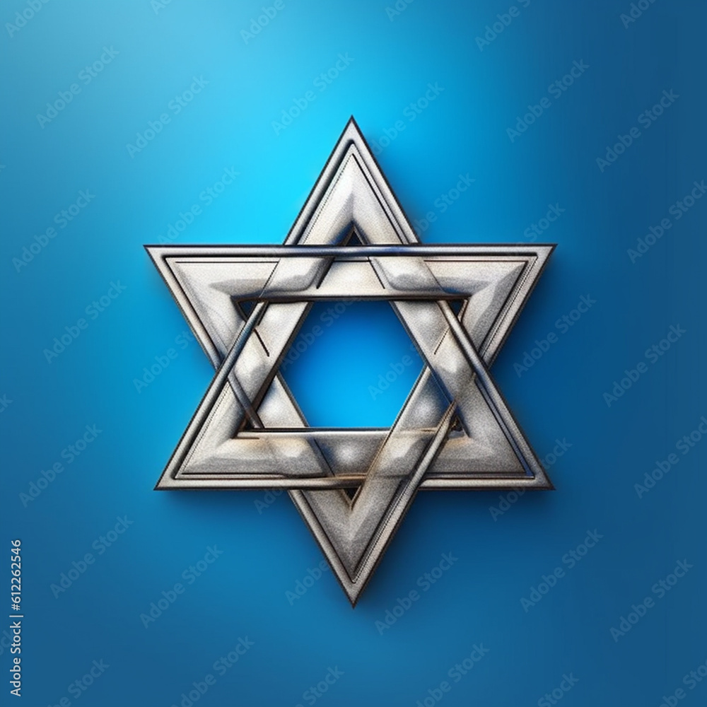 Star of David, Hexagram jewish star, golden color, flag of Israel, seal of Solomon, generative ...