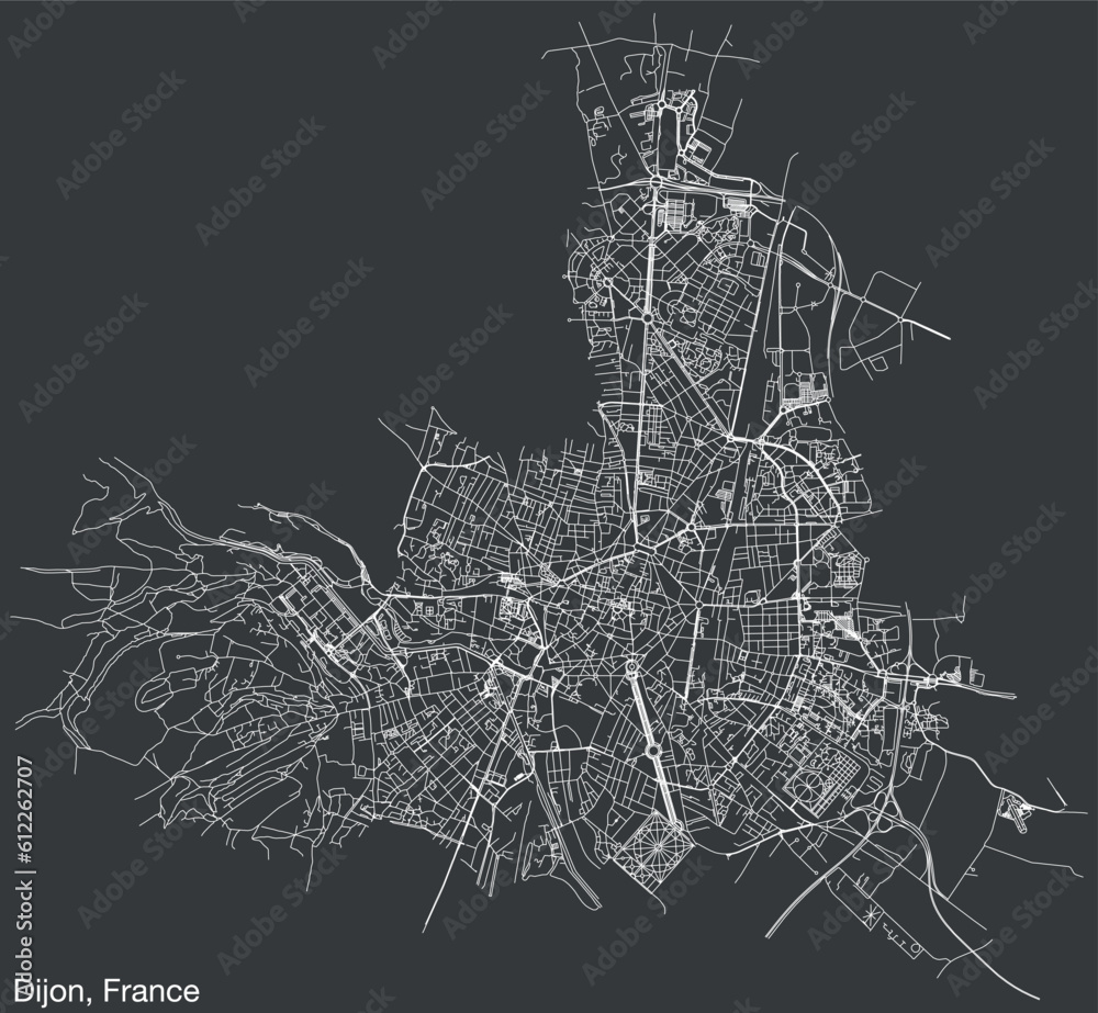 Detailed hand-drawn navigational urban street roads map of the French ...