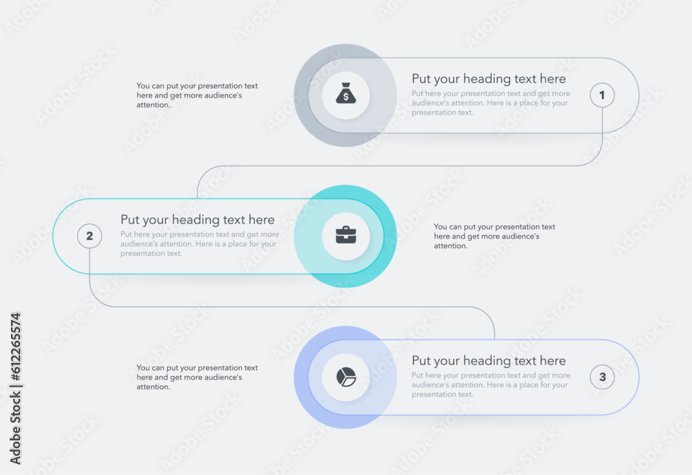 Simple vertical process infographic template with three options. Flat ...