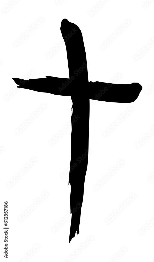 Handdrawn christian cross symbol, hand painted with ink brush. Png ...