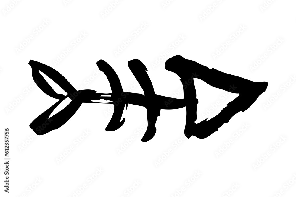 Fish bone skeleton hand painted with ink brush stroke. Png clipart ...