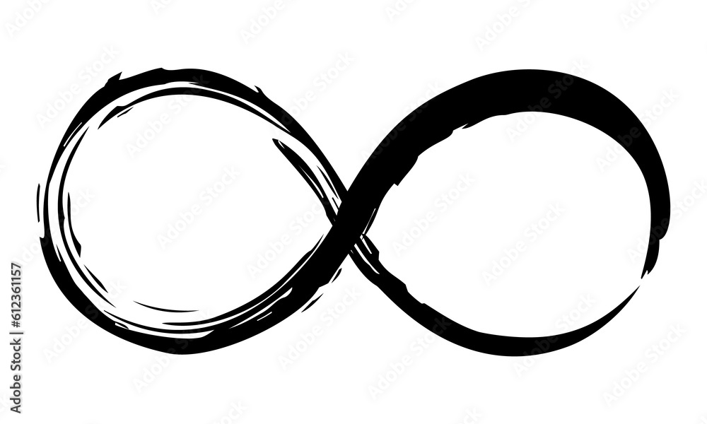 Infinity symbol hand painted with grunge brush stroke and black paint ...