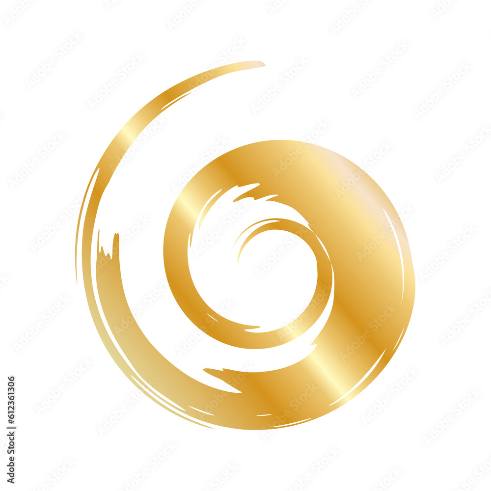 Whimsical golden spiral symbol hand painted with ink brush. Png clipart ...