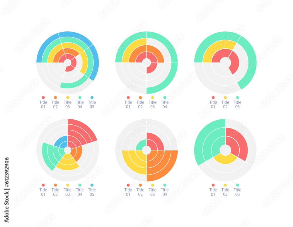 Concentric circle infographic chart design template set. Market ...