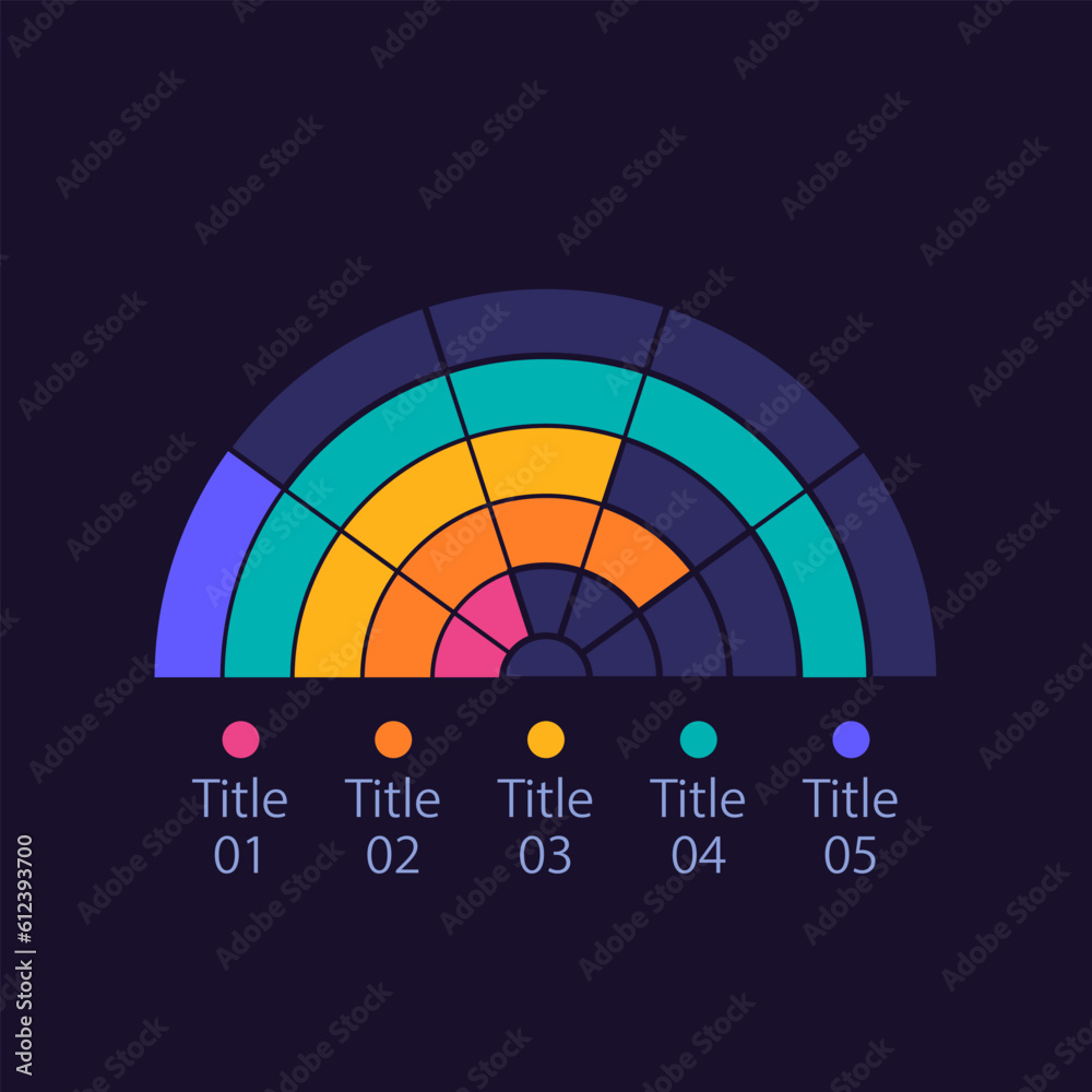 Vector de Stock Semi circle infographic chart design template for dark ...
