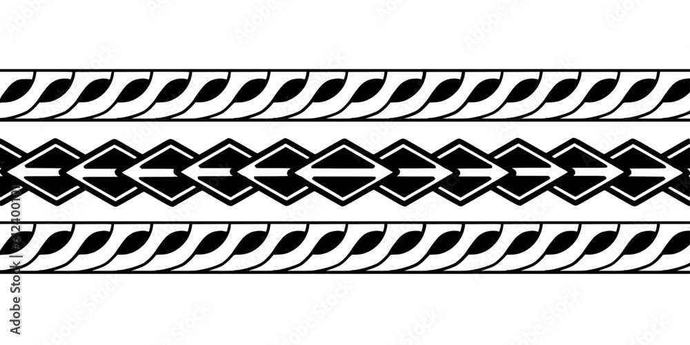 Polynesian border tattoo design. Pattern aboriginal samoan. Black and ...
