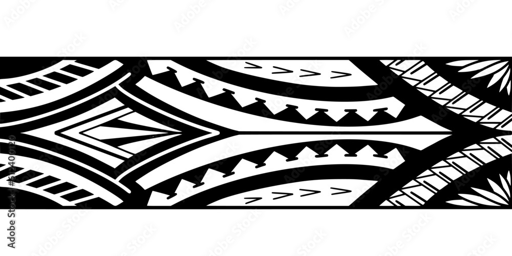 Polynesian border tattoo design. Pattern aboriginal samoan. Black and ...