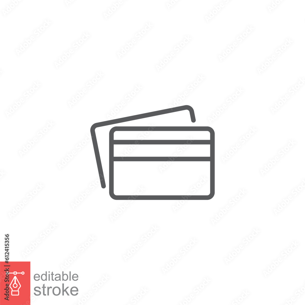 Credit card icon. Simple outline style. Two cards on top of each other ...