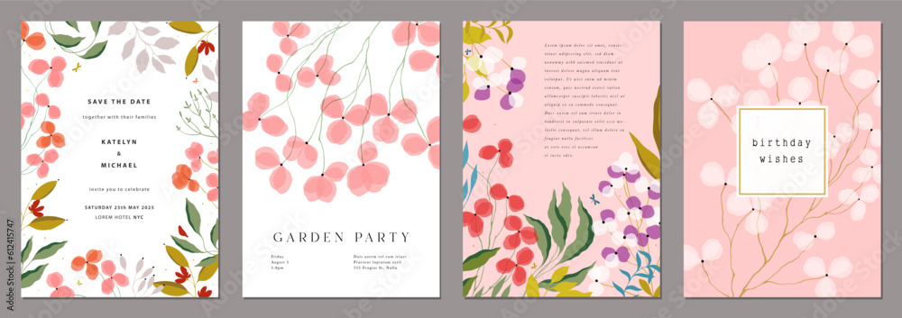 Universal art templates with floral elements. For poster, Birthday ...