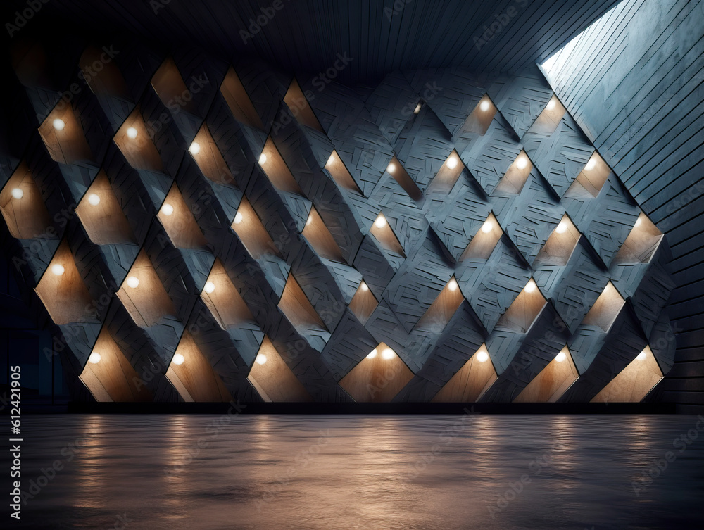 Futuristic concrete architecture design building exterior with ...