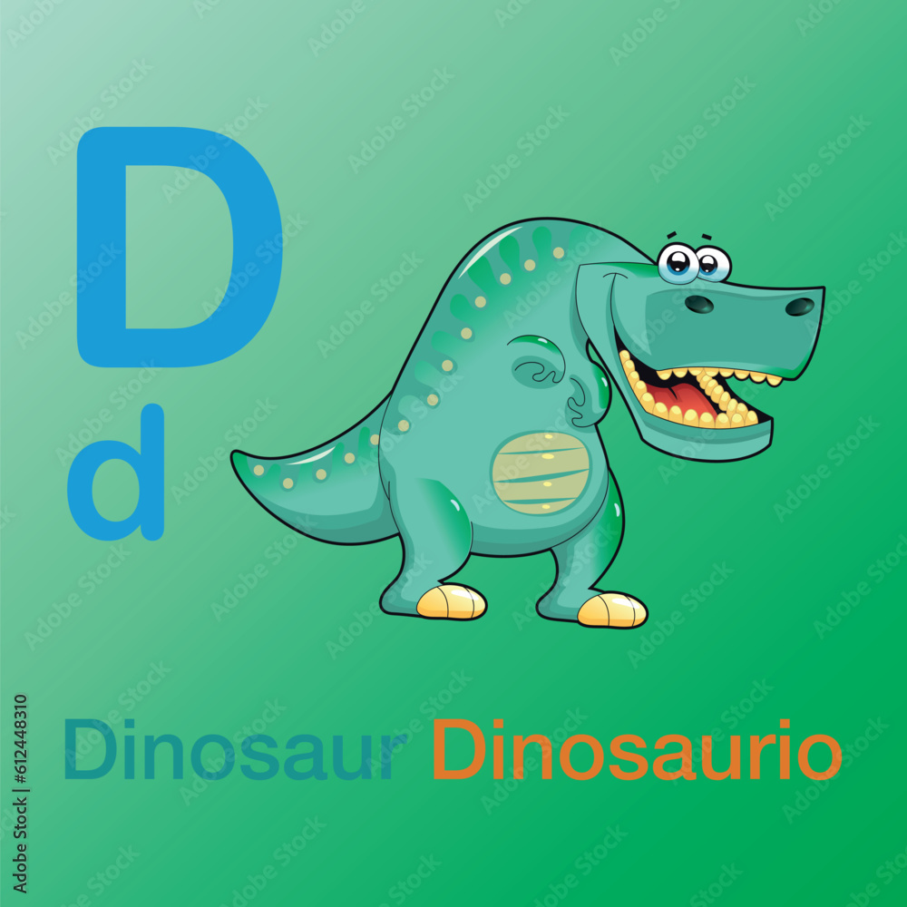 English-Spanish alphabet book design for international kids with "D ...