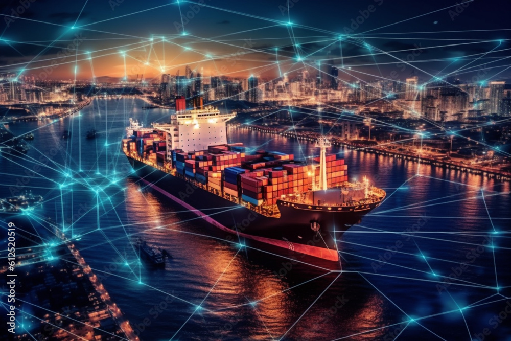 Ilustrace Global Logistics international delivery concept, World map ...