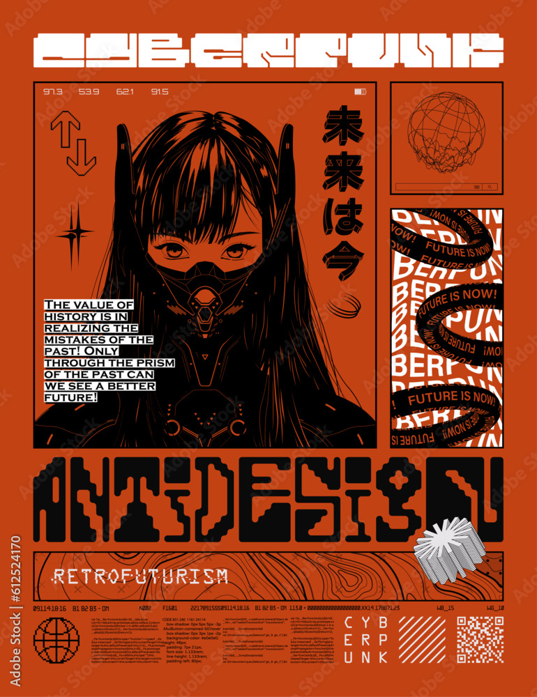 Japanese futuristic poster with an anime girl from the world of ...