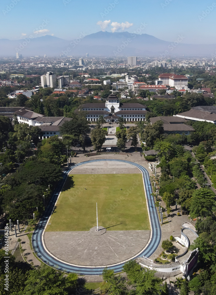 Foto de Stock Aerial View of Gedung Sate and Gasibu field square ...