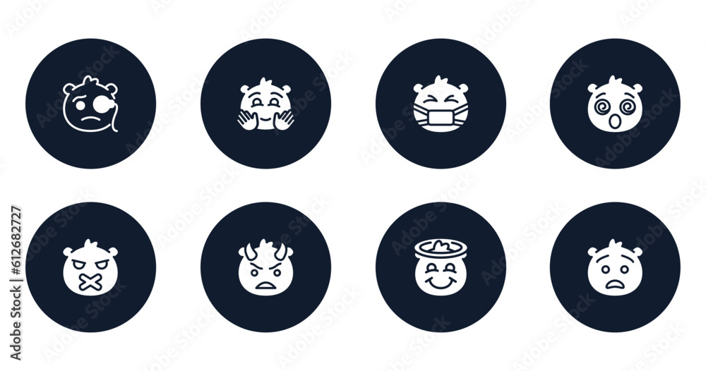 emoji filled icons set. flat filled icons sheet included monocle emoji ...