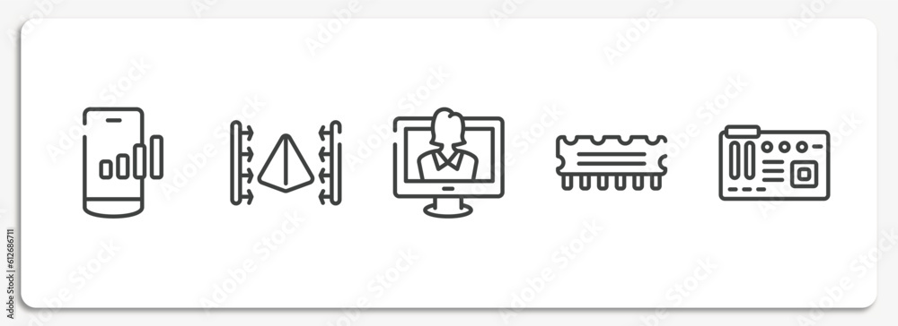 computer and data outline icons set. thin line icons sheet included ...