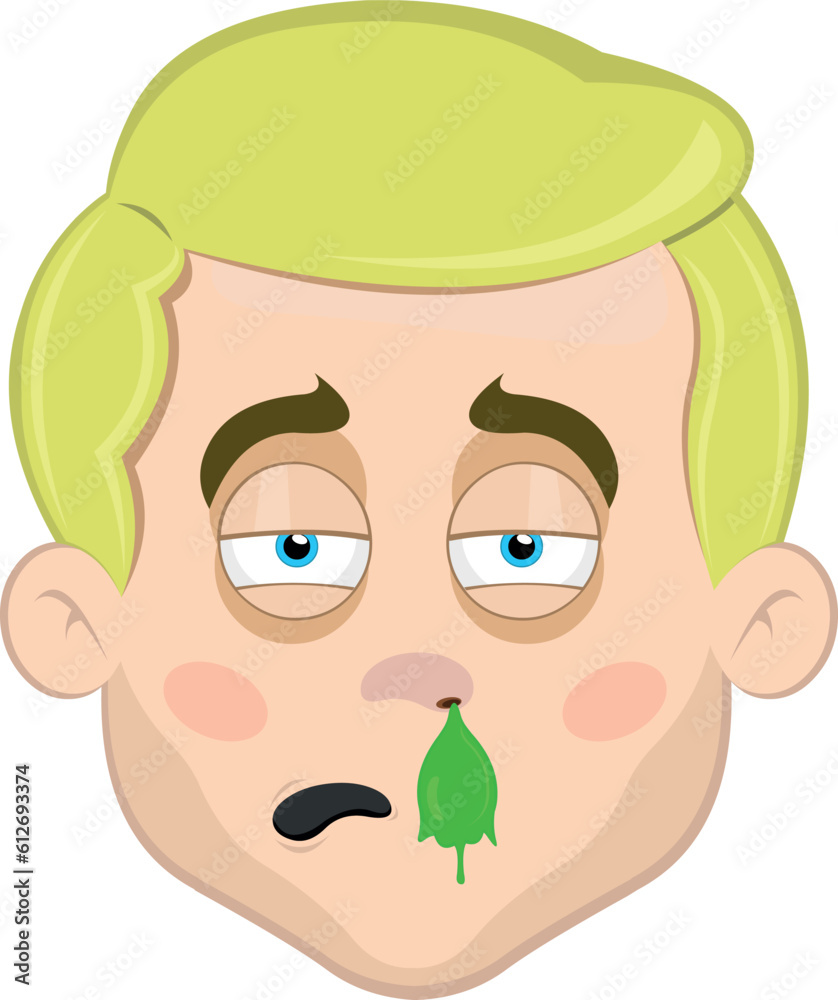 vector illustration face of a blond man cartoon and blue eyes, cold ...