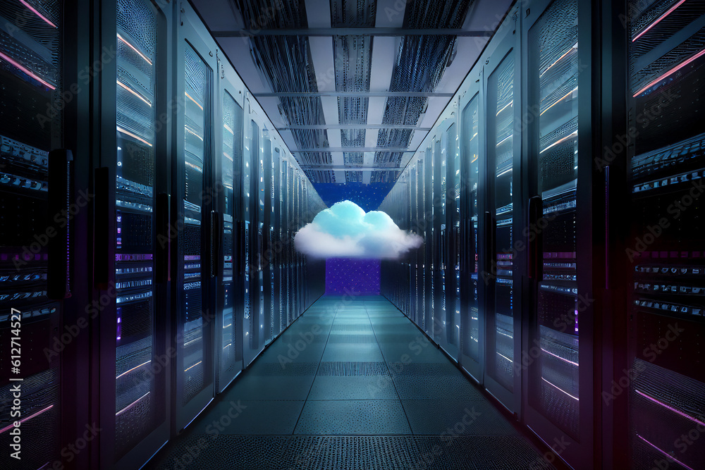 Ilustración de Stock Cloud storage big data centre for storing backup ...