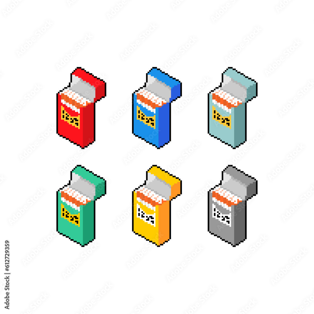 Pack of cigarettes pixel art set. 8 bit pixelated Vector illustration ...