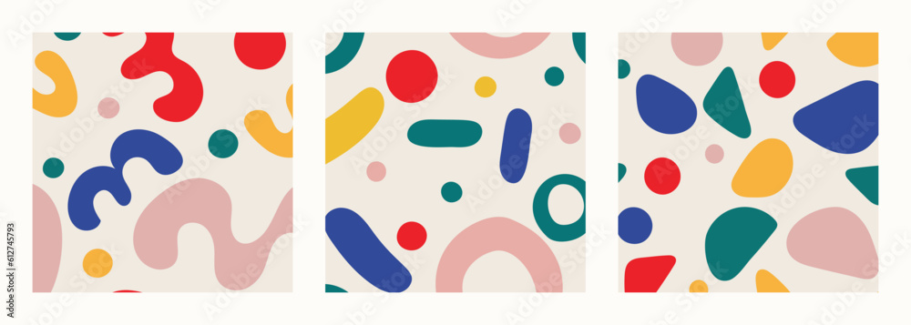 Set of doodle in seamless pattern. Abstract art background vector ...