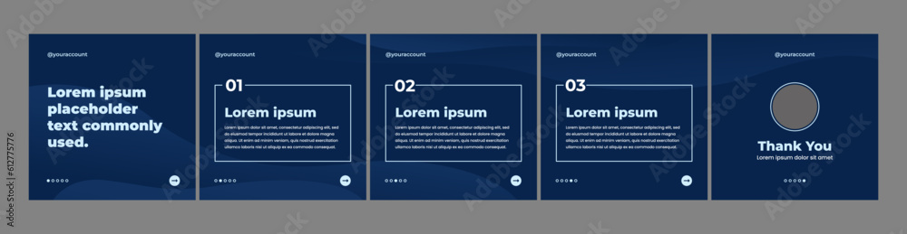 set of modern carousel slide templates for social media posts. dark ...