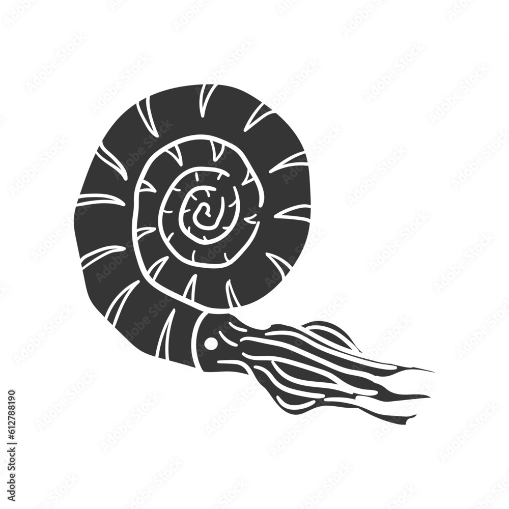 Ammonites Icon Silhouette Illustration. Sea Animals Vector Graphic ...
