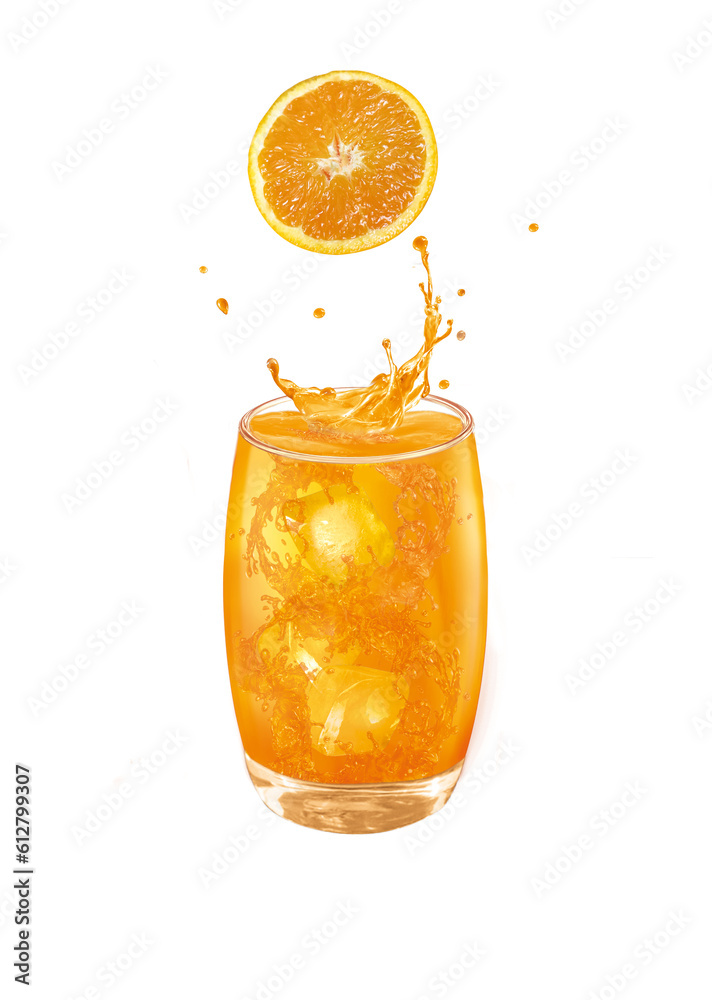 en verre, boire, jus, cocktail, glace, isolé, orange, giclée, boisson ...