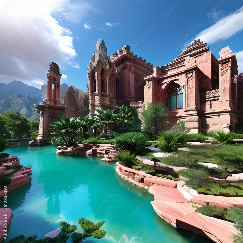 Ancient old buildings in the rocks,Fantasy, Epic Cinematic Brilliant ...