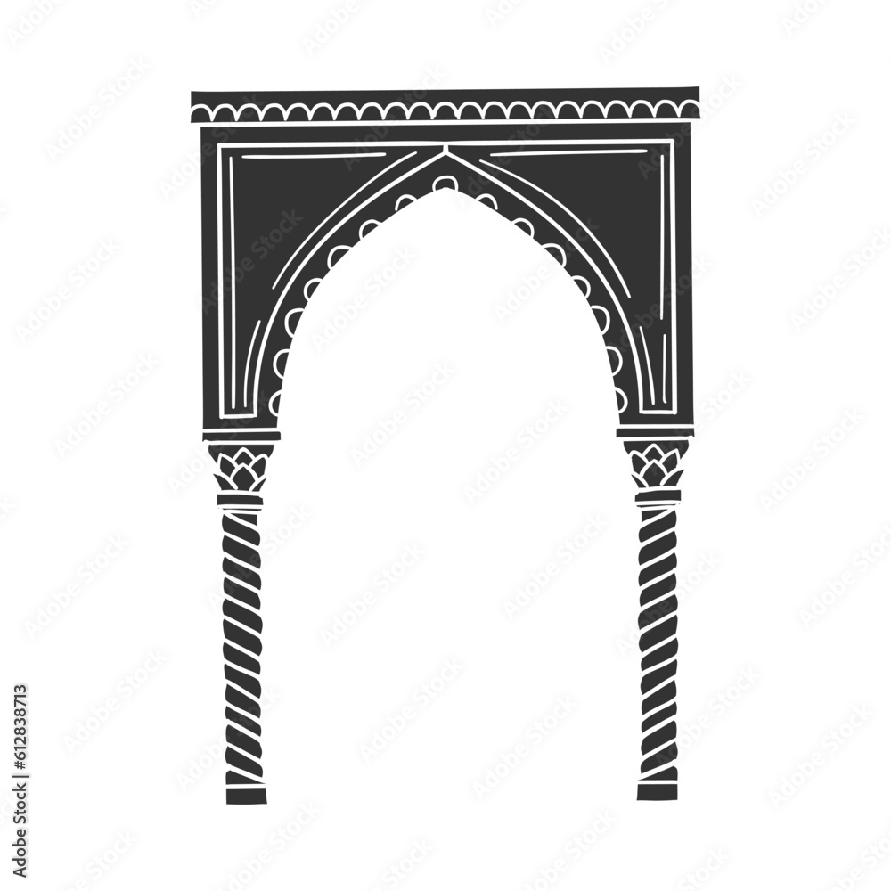 Arab Arch Icon Silhouette Illustration. Muslim Architecture Vector ...
