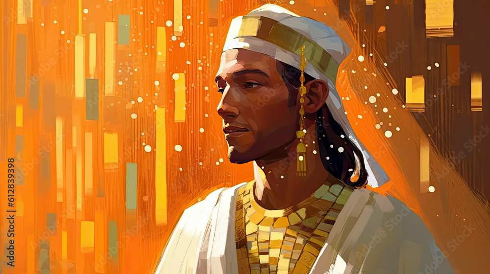 Colorful painting art portrait of Joseph in Egypt. Old testament ...