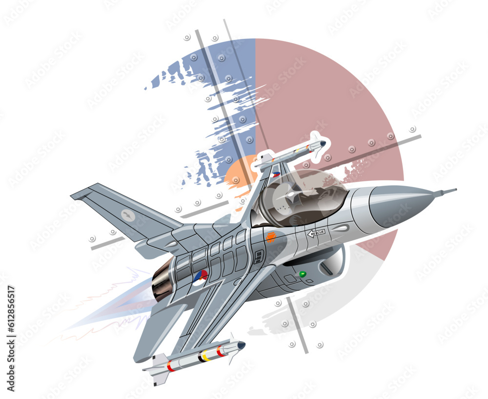 Cartoon Military Jet Fighter Plane Stock Vector | Adobe Stock