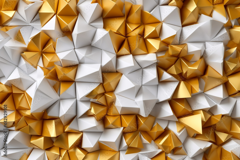 Lustrous Serenity: Subtle White and Gold Origami-inspired Textures for ...