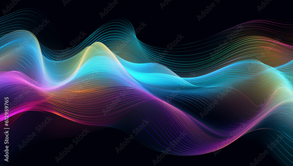 Futuristic Insights: Visualizing Data with Purple and Blue Waves on a ...