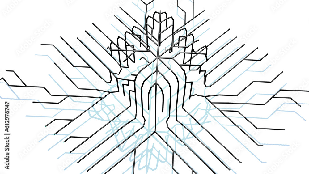 Ilustración de Stock 3d render. Abstract black wireframe on white bg ...
