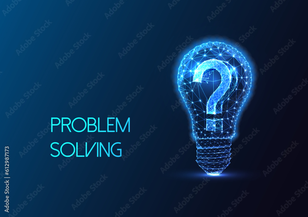 Problem solving, critical thinking futuristic concept with lightbulb ...