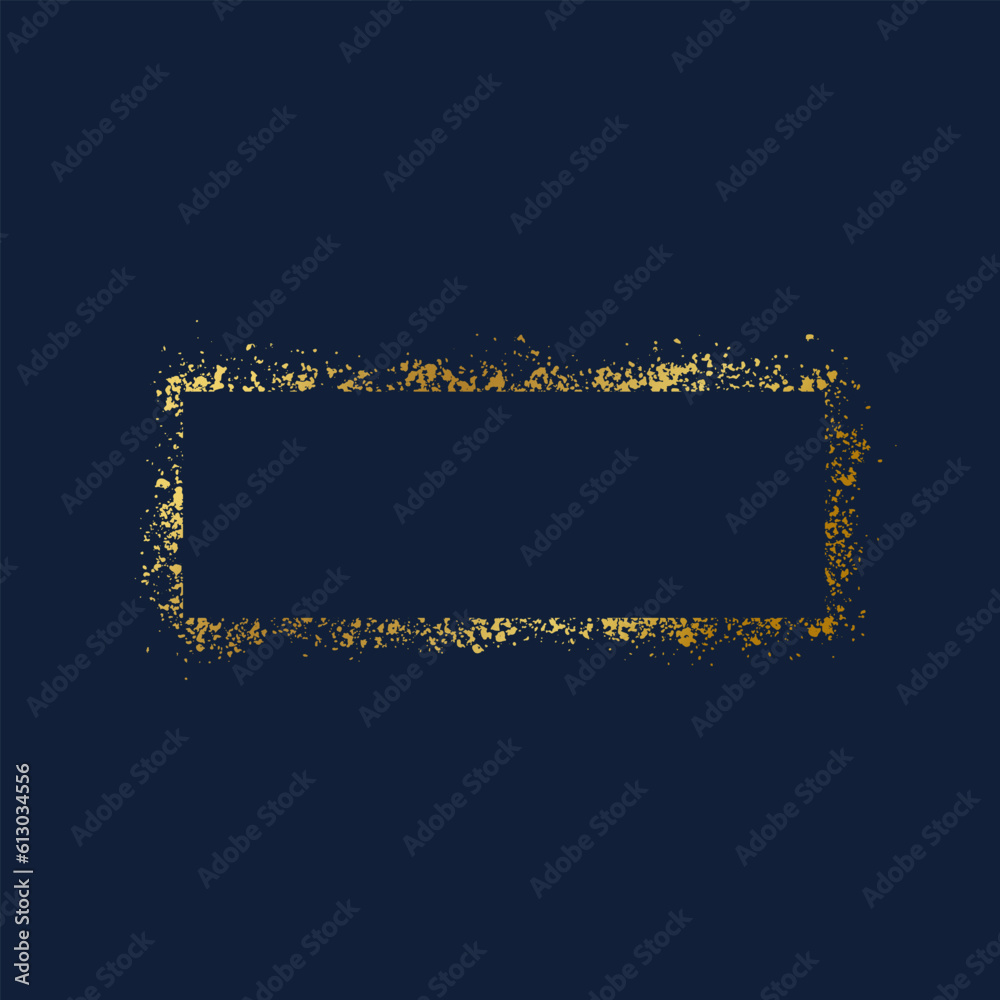 Glitter gold rectangle frame with space for text. Sparkling golden ...