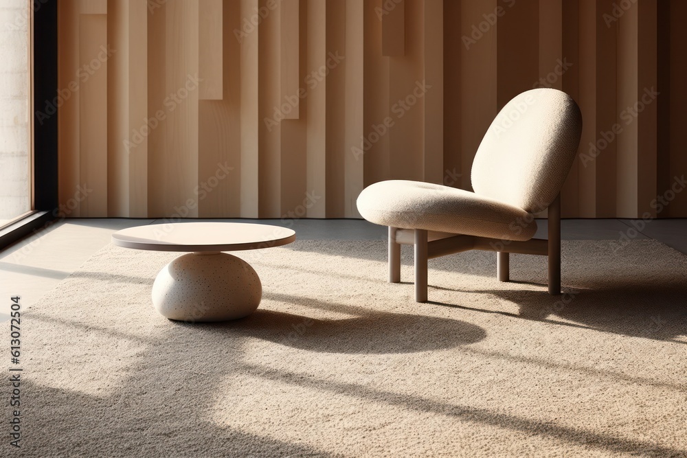 Concept of Modern Minimalist Design: Close-up of Lounge Furniture. 3d ...