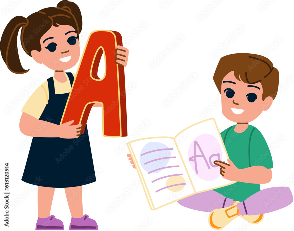 kid learning language vector. learn girl, teacher english, class ...