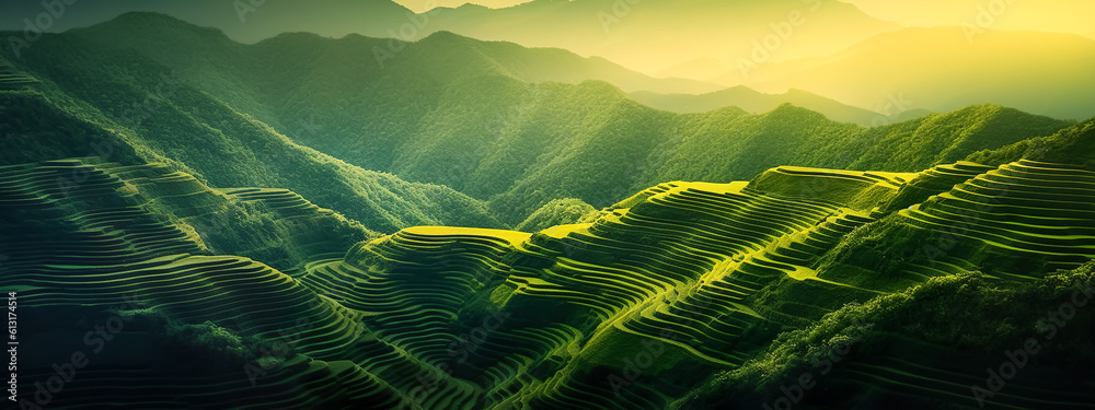 Abstract landscape rice terraces field in colorful.nature agriculture ...