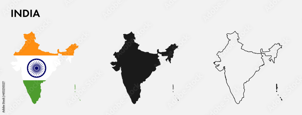 Set of India map isolated on white background, vector illustration ...
