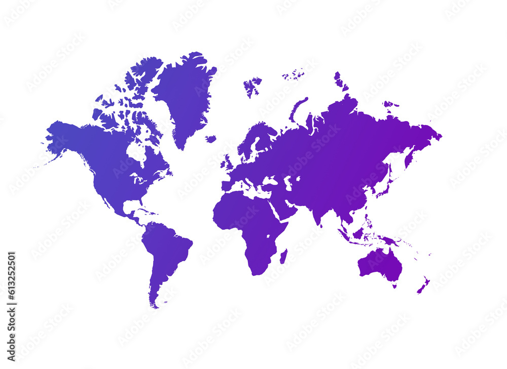 Purple world map illustration on a transparent background Stock ...