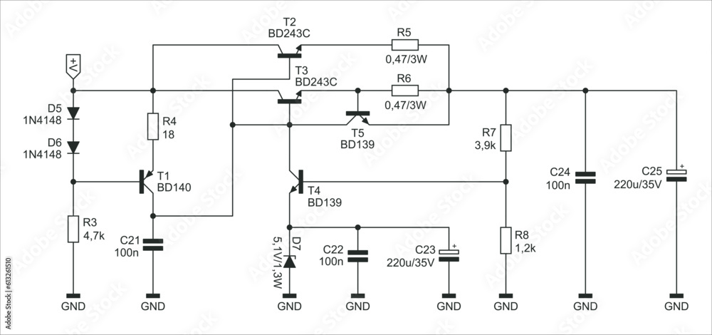 Engineer scheme of electronic device. Vector drawing electrical circuit ...