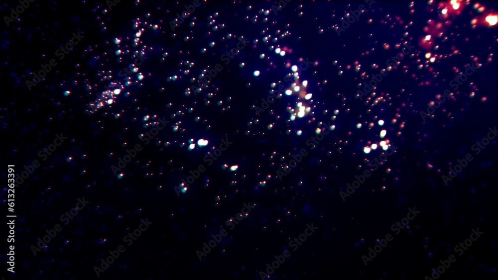 Qubits and subatomic photon light particles spin and swarm in superposition. Concept 3D ...