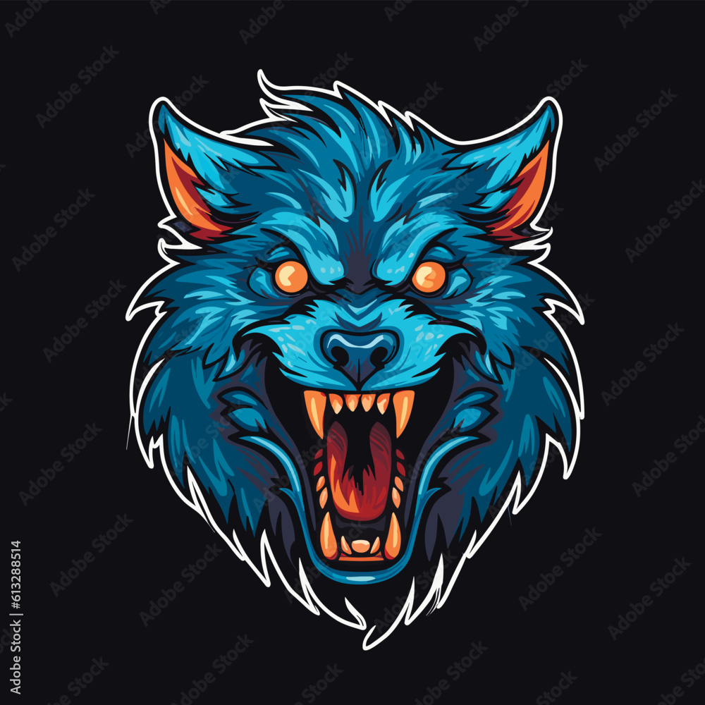 scary zombie monster wolf head logo cartoon vector illustration Stock ...