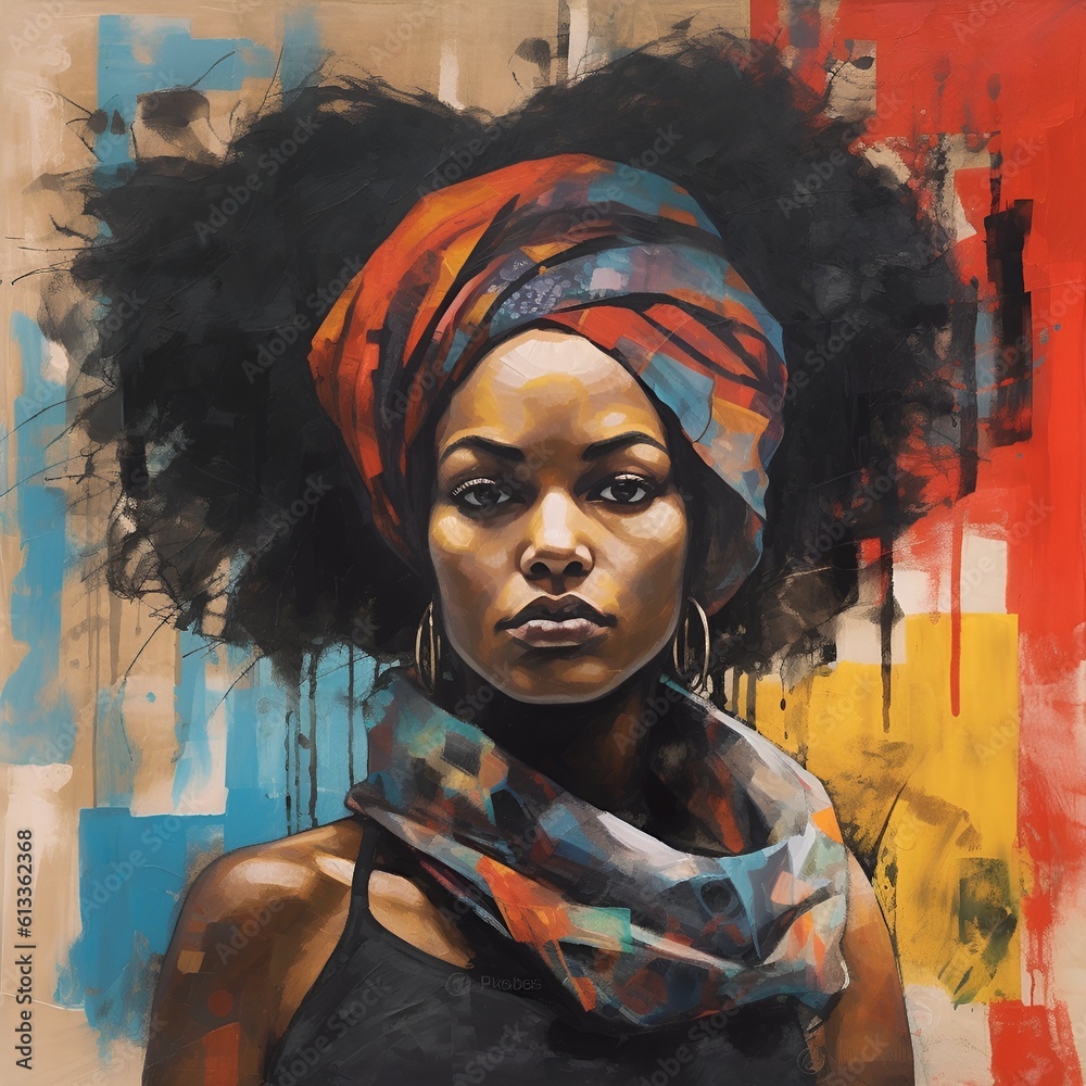 portrait of african american woman art, abstract painting, black lives ...