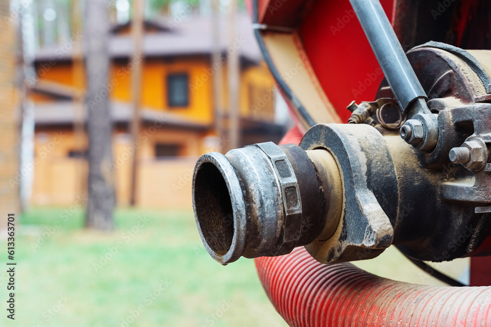 flange fitting for hose. Pipe connection equipment to suck water out of ...